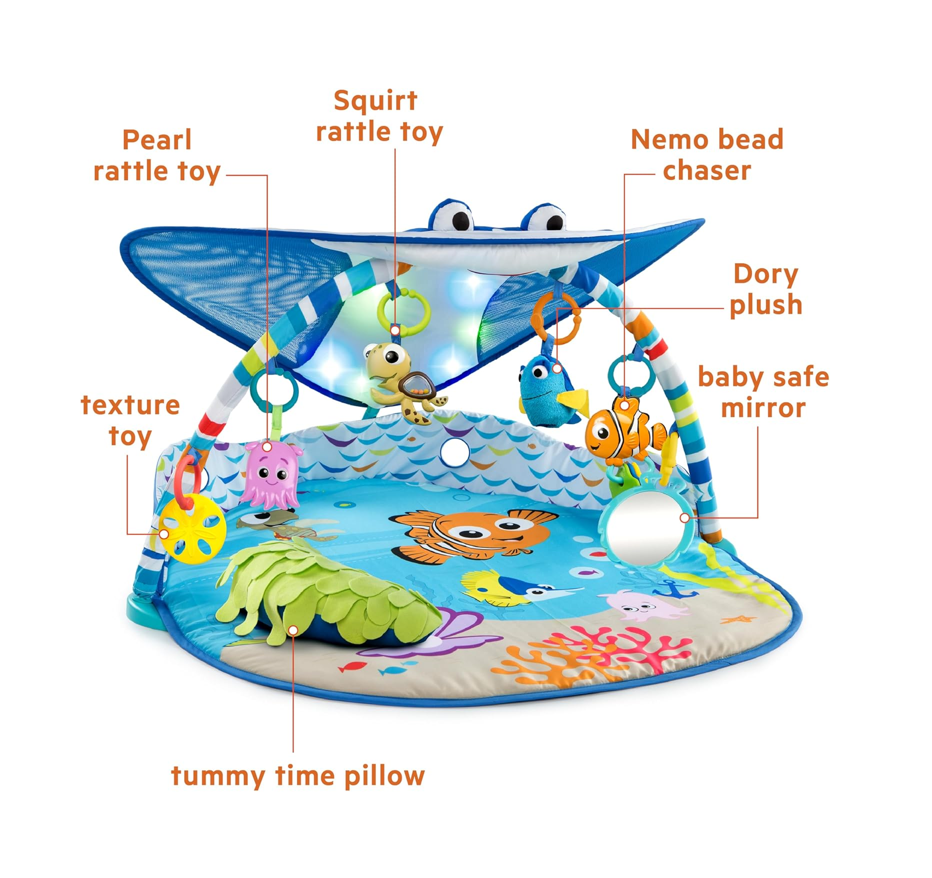 Disney Baby Finding Nemo Ocean Lights Activity Gym & Play Mat with Mus ...