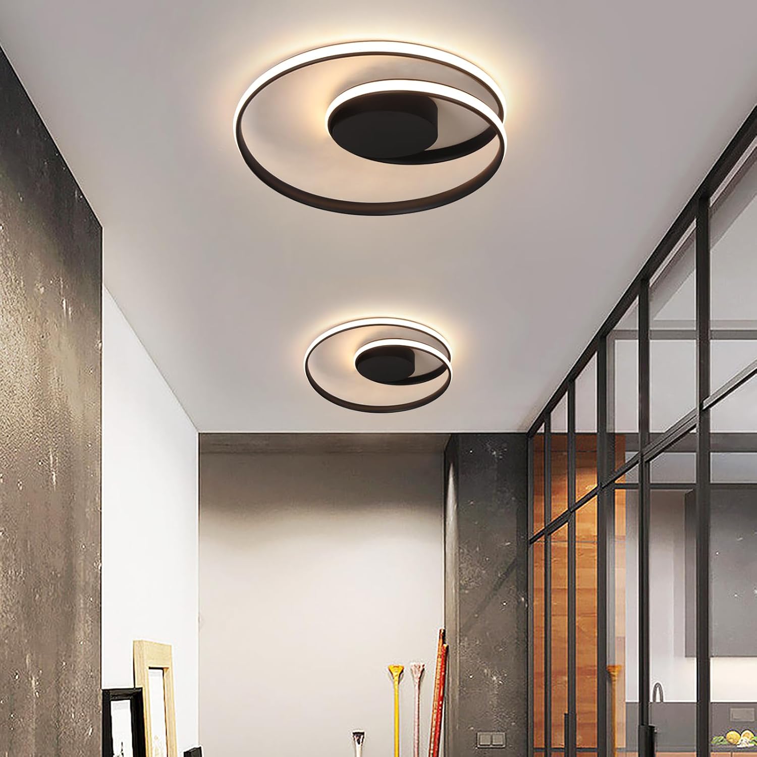 18'' Flush Mount Dimmable Ceiling Light with Remote - 47W LED (Black ...