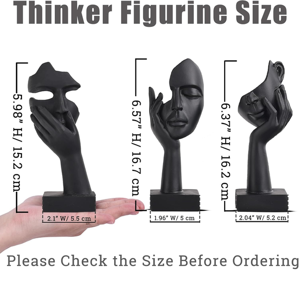 Oliruim 3-Piece Black Woman Face Statue Set – Modern Home Accent & Des ...