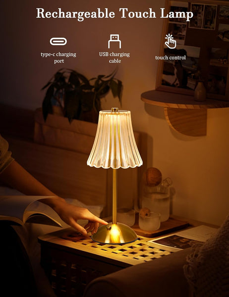 Rechargeable Crystal Lamp with Touch Control & Dimmable Light | 3-Color ...