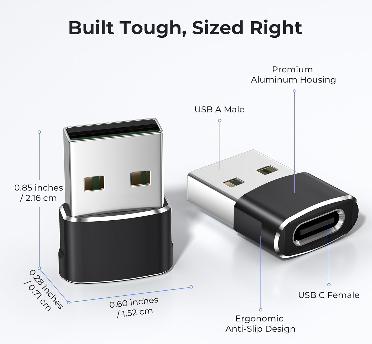 USB to USB-C Adapter 3-Pack – Type-C Female to USB-A Male Converter fo ...
