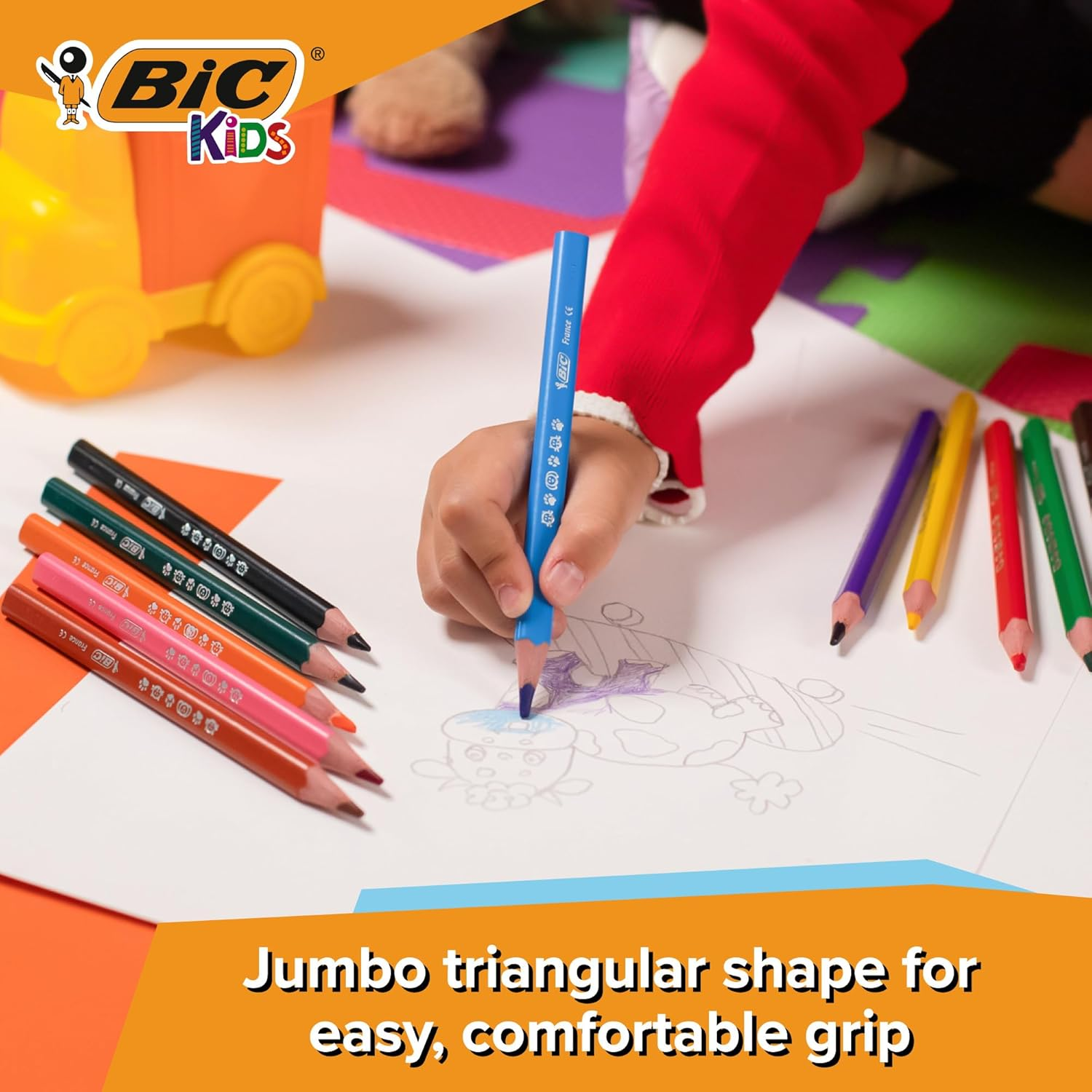 Kids Evolution Triangular Colouring Pencils – 12 Pack, Break-Resistant ...