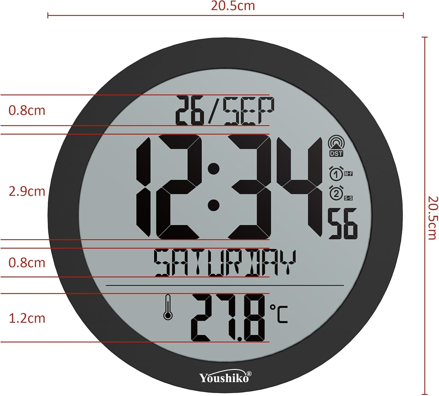 Large Radio Controlled Wall Clock Premium Quality, Temperature Display ...