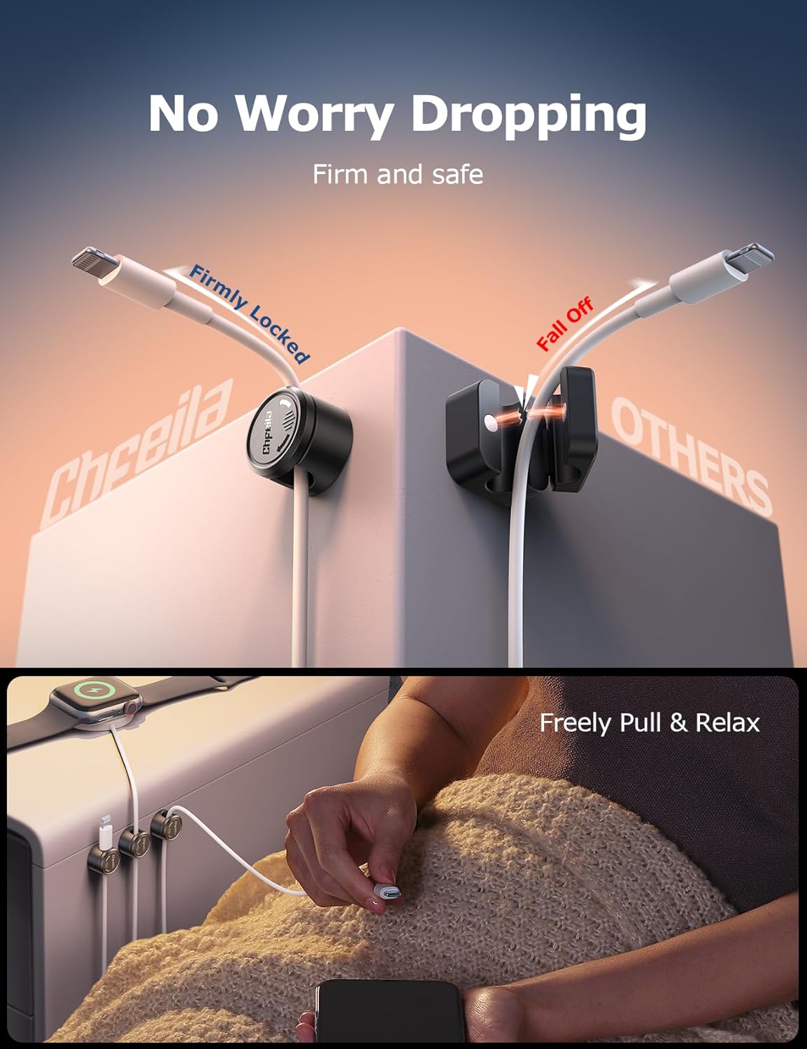 6-Pack Magnetic Cable Tidy Clips – 360° Rotating Twist-Lock Cord Organ ...