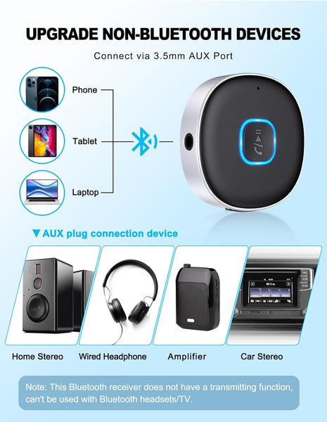 Mini Bluetooth 5.3 AUX Adapter – Hi-Fi Car Receiver with Dual Connecti ...