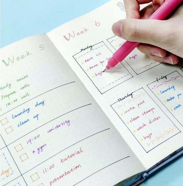 8PCS Dual Tip Colored Curve Pens, 8 Shapes & Colors, Fine Line Highlig ...