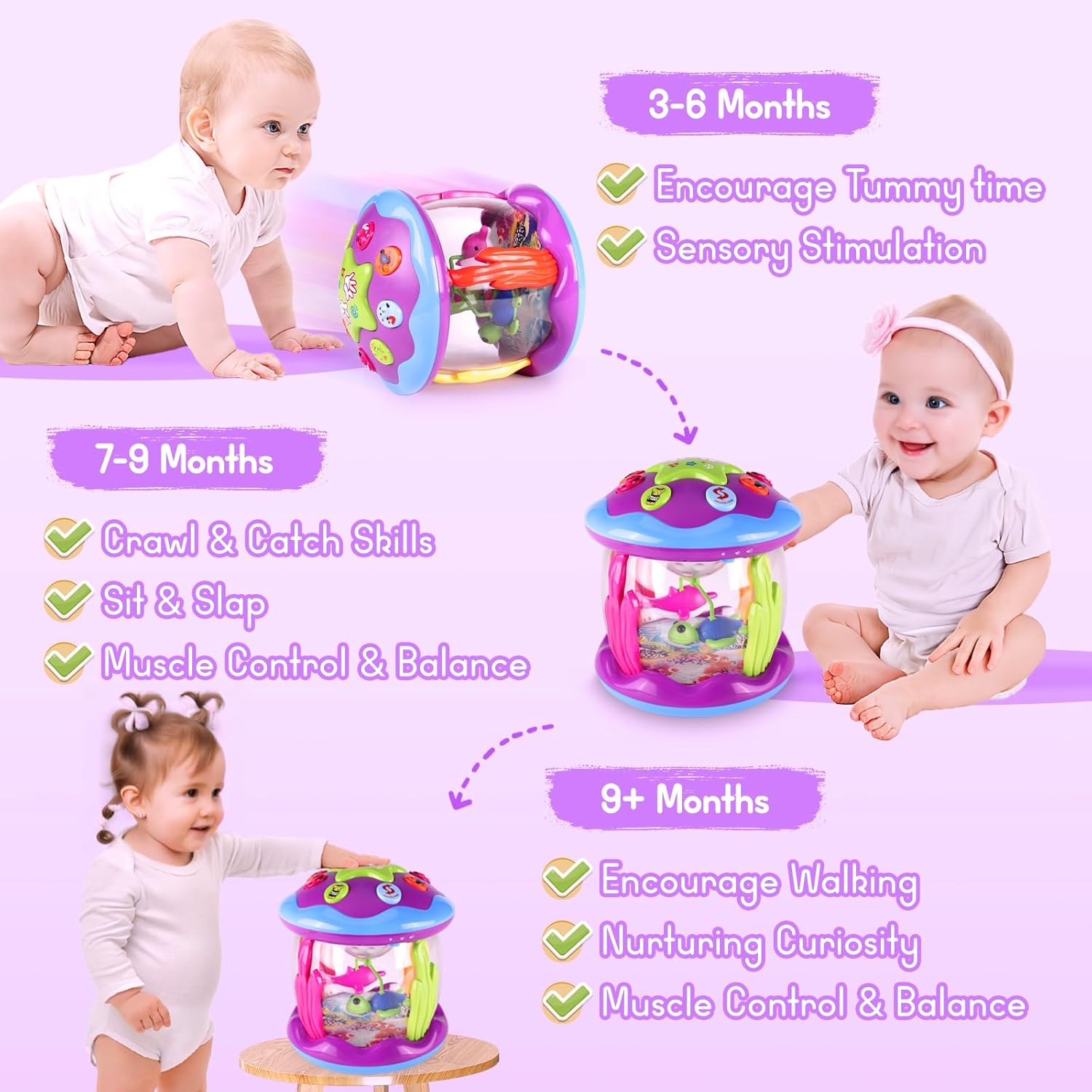 Untimaty Ocean Musical Baby Toy – Rotating Sensory Play for 6–18M & 1s ...