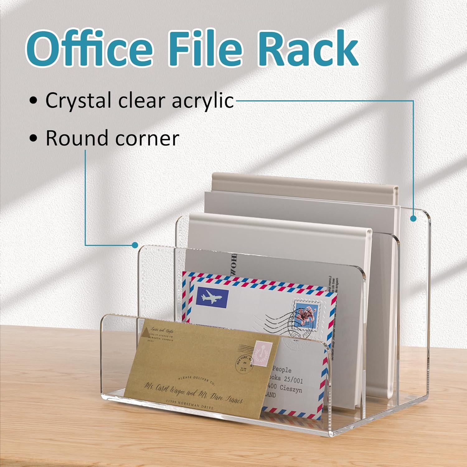 Clear Acrylic 3-Slot Letter Holder – Desk Mail Sorter & Office Paperwo ...