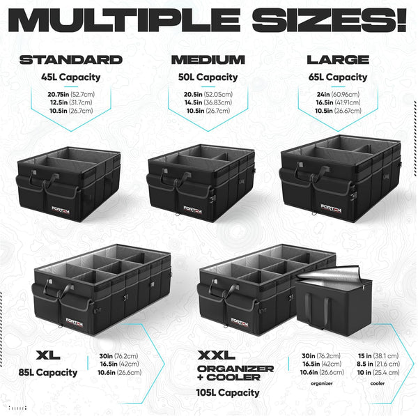 50L Car Boot Organiser – Foldable SUV Storage Box with Straps & Lid ...