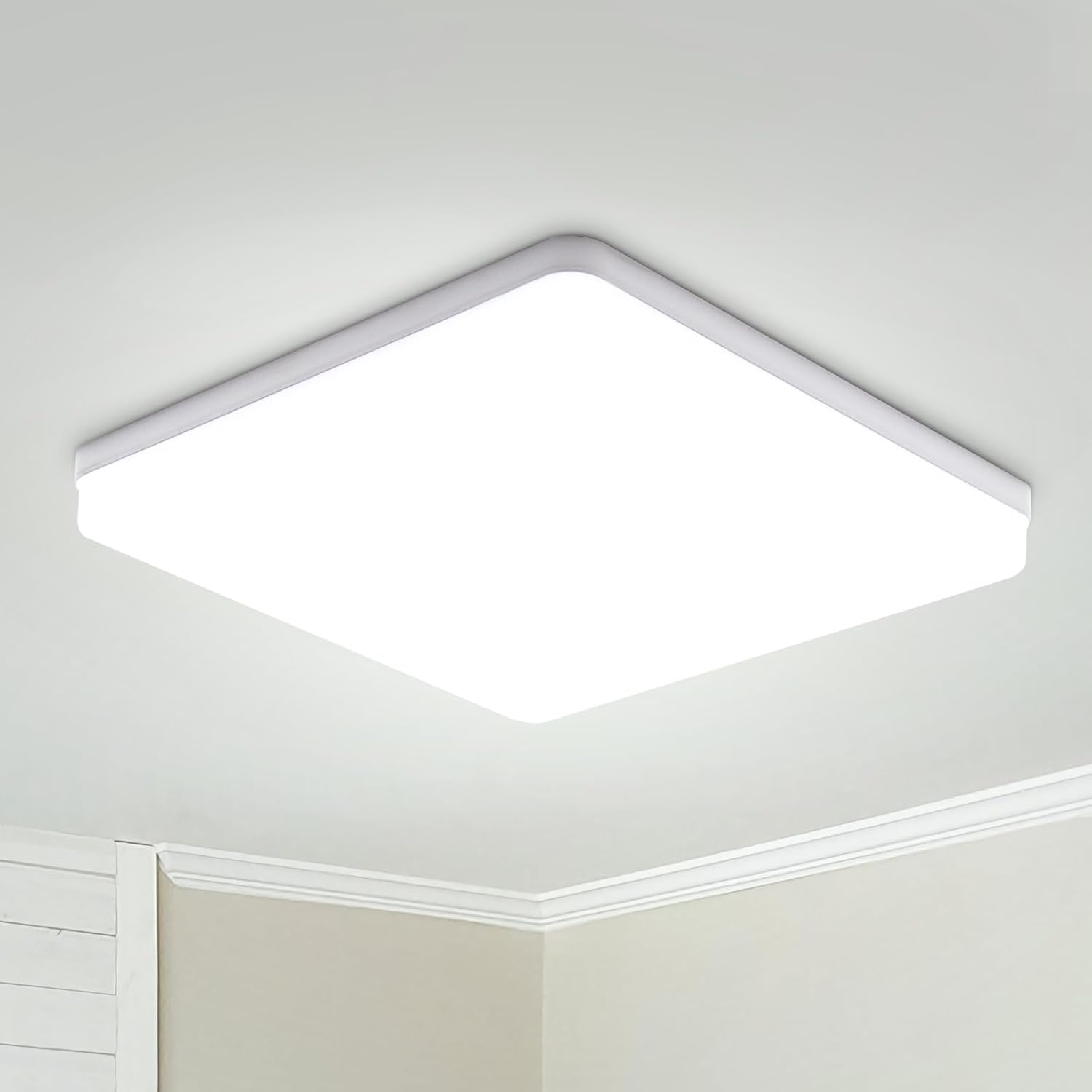 Square LED Ceiling Light, 4320lm, 6000K Daylight White, IP44 Waterproo ...