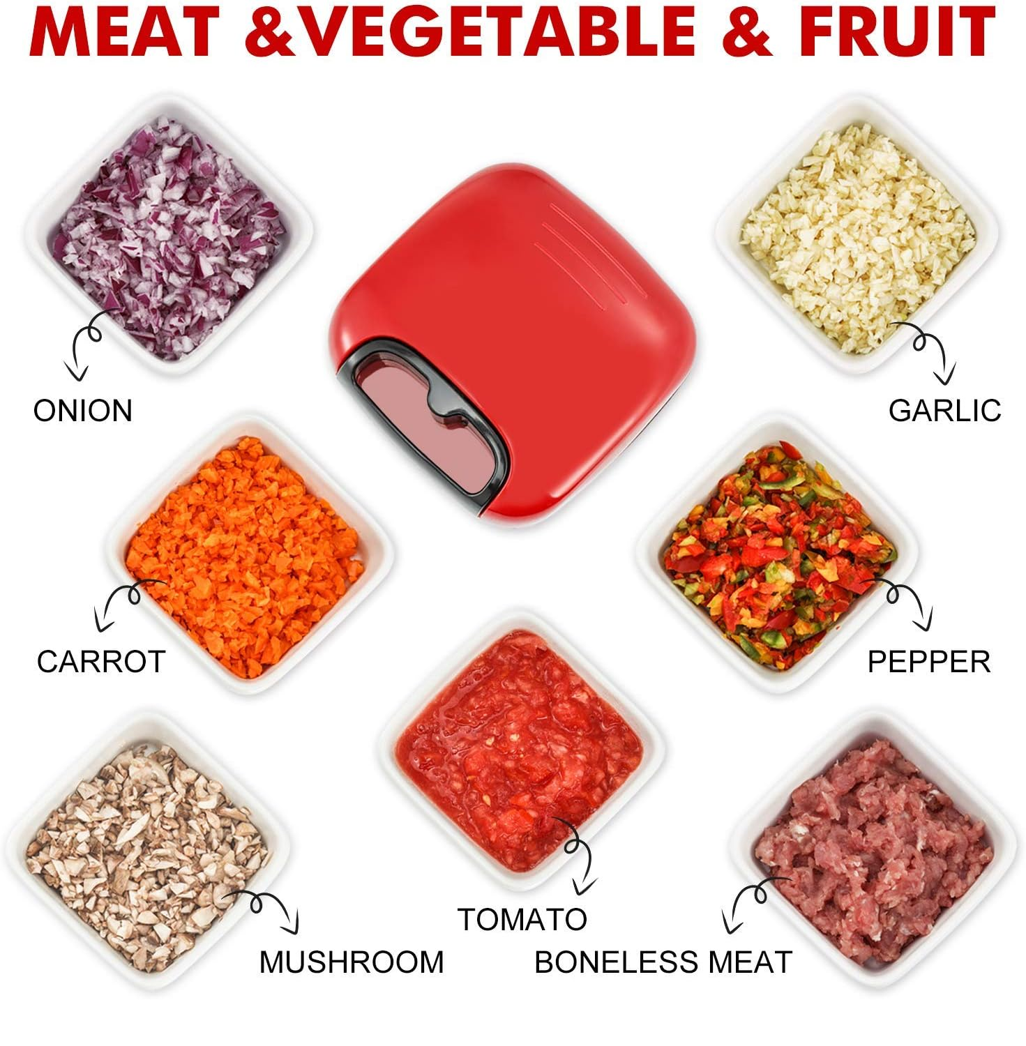 Manual Pull String Food Chopper – 500ml Hand Onion Dicer for Vegetable ...